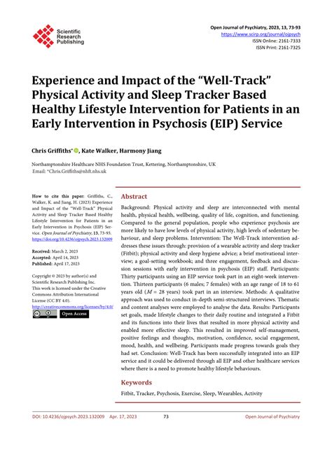 Pdf Experience And Impact Of The Well Track” Physical Activity And Sleep Tracker Based