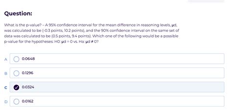 Solved What Is The P Value A 95 Confidence Interval For