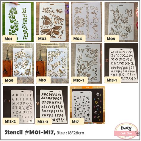 Jual Lovelycraftstore M01 M17 ~ Plastik Stensil Cetakan Stensil