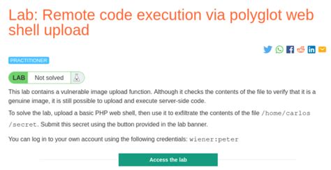Remote Code Execution Via Polyglot Web Shell Upload Portswigger Write