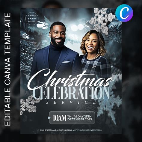Christmas Celebration Church Flyer Template Holiday Worship Graphics