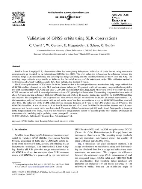 Pdf Validation Of Gnss Orbits Using Slr Observations