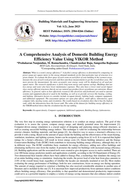 Pdf A Comprehensive Analysis Of Domestic Building Energy Efficiency Value Using Vikor Method