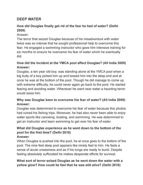 Deep Water Qanda Notes Deep Water How Did Douglas Finally Get Rid