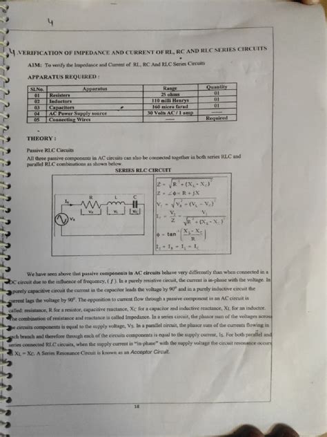 Verification Of Impedeance And Current Of Rl Rc And Rlc Series Circuit