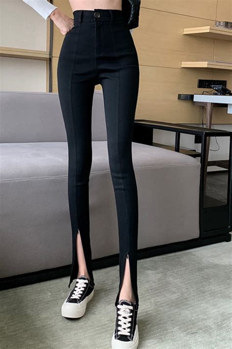 깔센 엑서터 지퍼 밑단 블랙 스키니진 투웨이 슬림핏 바지