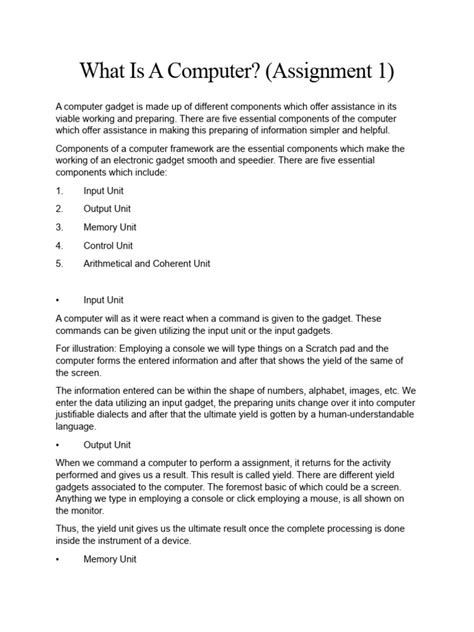 What Is A Computer Pdf Central Processing Unit Input Output