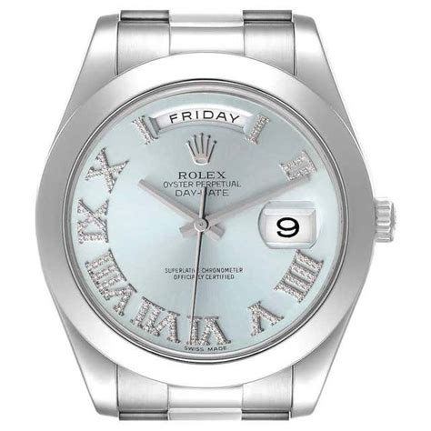 Rolex Ladys Platinum President Glacier Blue Diamond Dial Wristwatch