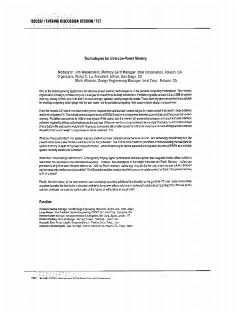 Technologies For Ultra Low Power Memory Ieee Conference Publication