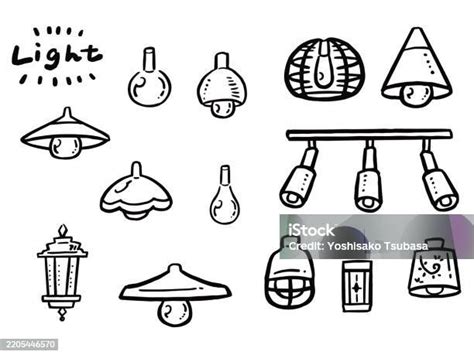 다양한 전등 램프 및 전구의 손으로 그린 스타일 라인 일러스트 세트입니다 0명에 대한 스톡 벡터 아트 및 기타 이미지 0명 가구 가정의 방 Istock