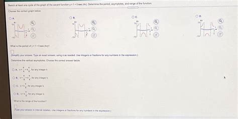 Solved Sketch At Least One Cycle Of The Graph Of The Secant