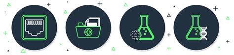 라인 건강 기록 폴더 생명 공학 네트워크 포트 케이블 소켓 및 Dna 연구 검색 아이콘을 설정합니다 벡터 Dna에 대한 스톡 벡터 아트 및 기타 이미지 Istock