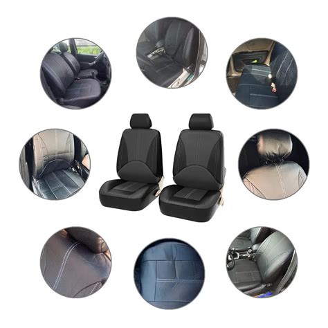자동차 시트 커버 사계절 앞 좌석 블랙 인조 가죽 자동차 시트 커버 세트 유니버설 자동차 액세서리 인테리어 시트 프로텍터자동차