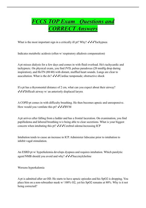 FCCS TOP Exam Questions And CORRECT Answers FCCS Stuvia US