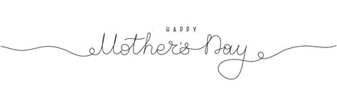 해피 어머니의 날 손으로 쓴 글자 배너 연속적인 한 선 그리기 텍스트 디자인입니다 포스터 카드 덮개를 위한 손으로 그린 까만 색깔 인사말 개성 개념에 대한 스톡 벡터 아트