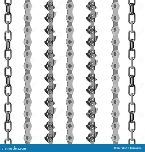 Chains Link Strength Connection Vector Seamless Pattern Of Metal Linked Parts And Iron Equipment