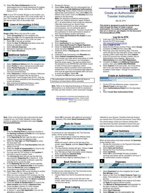 Dts Tri Fold Instructions For Authorization Tri Fold Pdf Per Diem Computing