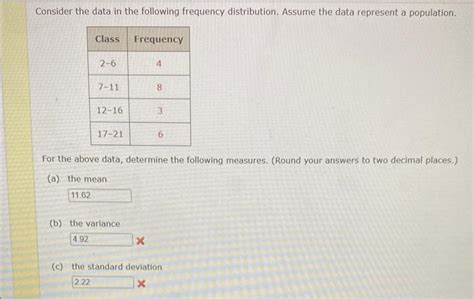 Solved Consider The Data In The Following Frequency Chegg