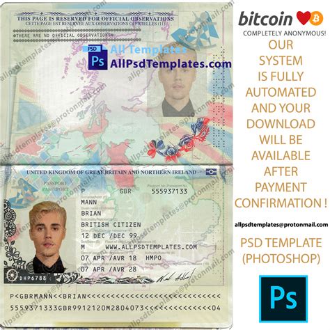 Uk Passport Template All Psd Templates