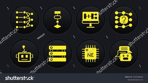 Set Artificial Intelligence Robot Neural Network Stock Vector Royalty Free