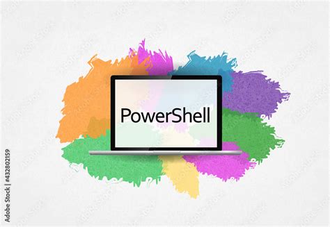 powershell programming language word powershell on laptop stock