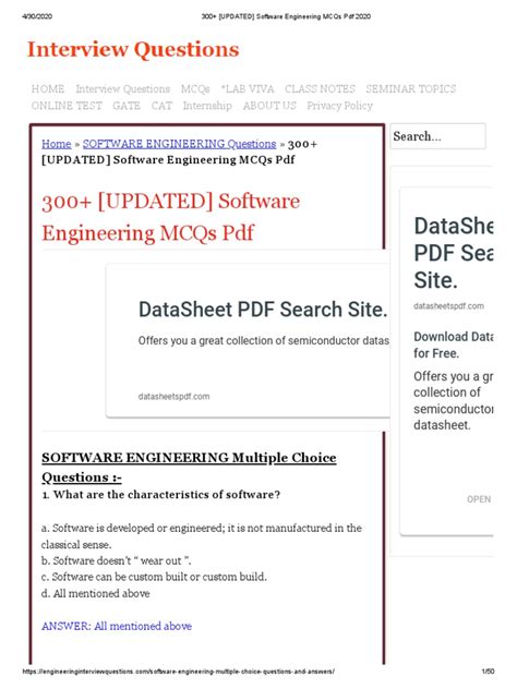 300 Updated Software Engineering Mcqs Pdf 2020 Pdf Pdf Software
