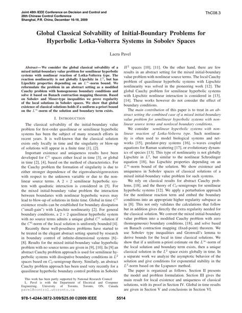 Pdf Global Classical Solvability Of Initial Boundary Problems For Hyperbolic Lotka Volterra