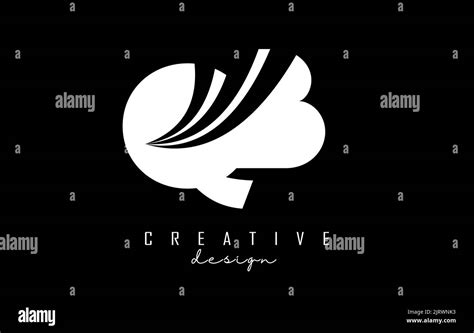 Creative White Letter Qb Q B Logo With Leading Lines And Road Concept
