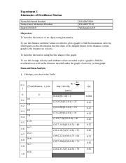 Lab Report Kinematics Of Rectilinear Motion 4 Docx Experiment 3 Kinematics Of Rectilinear