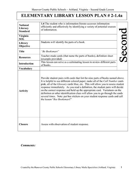 Elementary Printable Lesson Plan Template Free Planner Printables