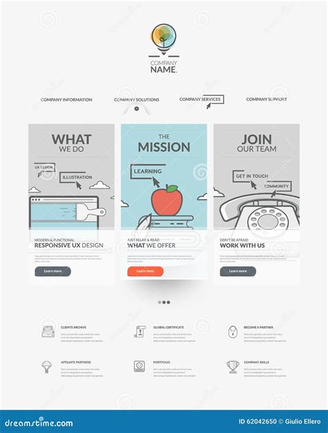 Web Site Design Navigation Elements Web Page Template Stock Vector