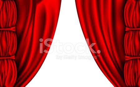 Red Silk Curtains With Columns Closed And Open Stock Vector Royalty