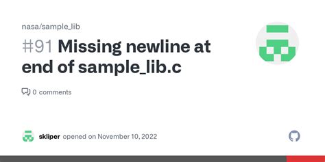 missing newline at end of sample lib c · issue 91 · nasa sample lib · github