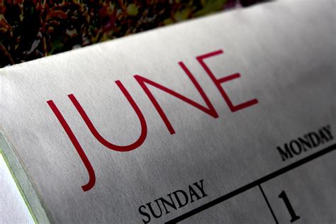 The Month Of June Calendar
