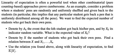 Solved Linearity Of Expectation Is Often A Powerful Tool