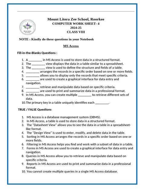 Class 8 Worksheet No 4 Pdf