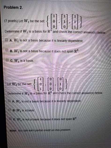 Solved Problem 2 7 Points Let W Be The Set Determine If Chegg Com