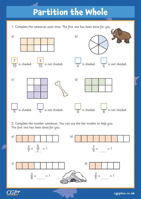 Partitioning The Whole Into Fractions Year 3 Cgp Plus Worksheets