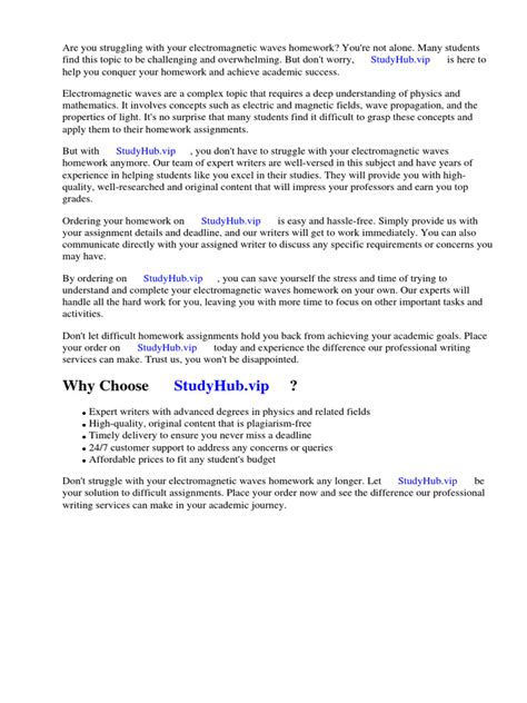 Electromagnetic Waves Homework Download Free Pdf Electromagnetic Radiation Electromagnetic