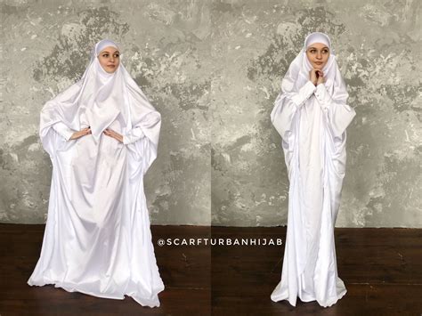 Plus Size White Silk Khimar Muslim Jilbab Dress Elegant Etsy Australia