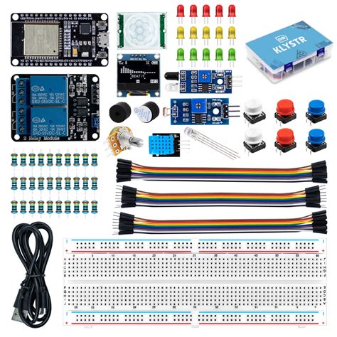 KLYSTR ESP32 Basic Starter Kit WIFI Bluetooth Wireless IoT Development Breadboard Kit Learning