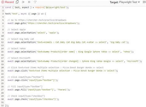Automation Code Generation In Playwright
