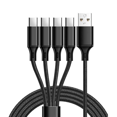 Poplis Usb Type C Fast Charging 4 In 1 Multiusb C Splitter Cable Nylonbraided Charging Cord With