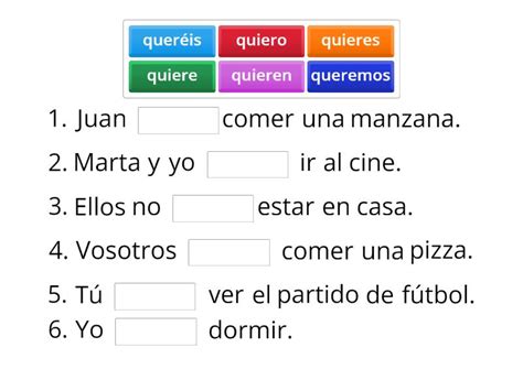 Conjugation Querer Complete The Sentence