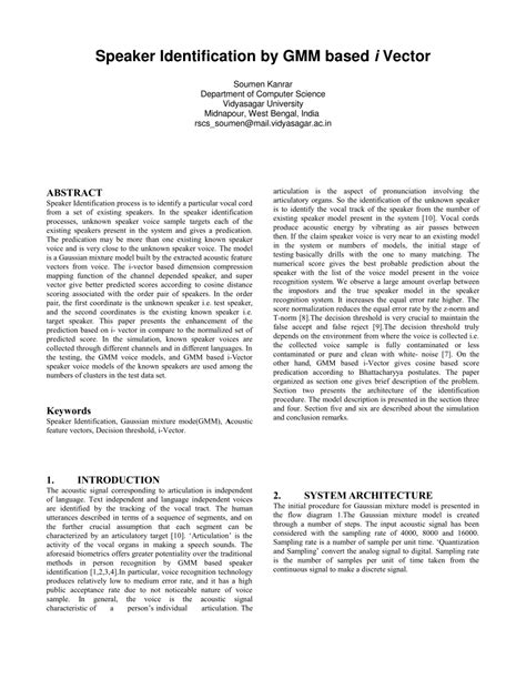 Pdf Speaker Identification By Gmm Based I Vector