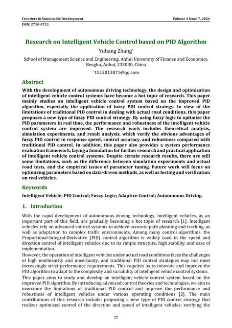 PDF Research On Intelligent Vehicle Control Based On PID Algorithm