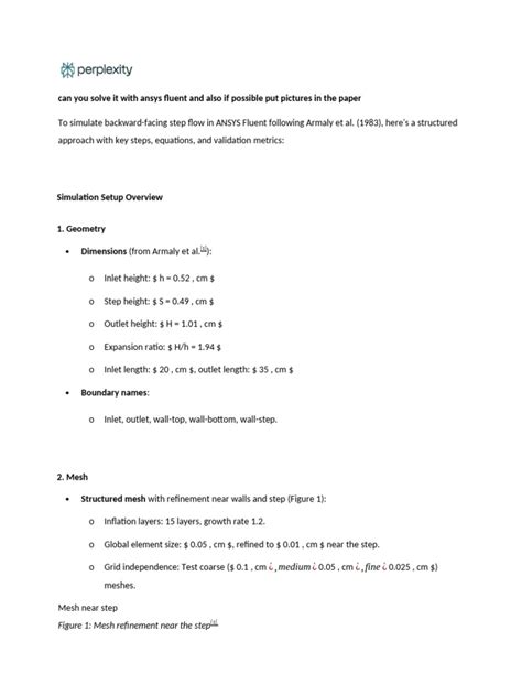 Readable Ansys Backward Facing Step Guide Pdf Laminar Flow Turbulence