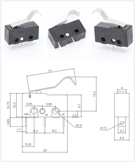 10 Pcs Micro Switch 2 3pin No Nc Mini Limit Switch 5a 250vac Kw11 3z Roller Arc Lever Snap