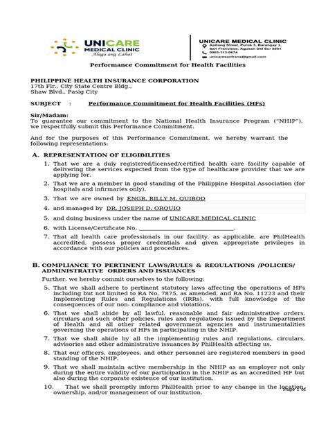 Performance Commitment Doc Aquino Pdf Health Care Social Programs