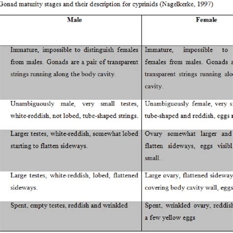 Sexual Maturity Scale With Relation To The Gsi And The Macroscopic